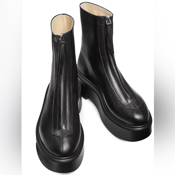 The Row | Shoes | The Row Black Leather Combat Boots Zip Front | Poshmark